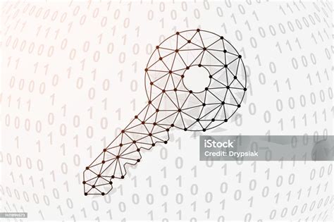바이너리 코드 배경이있는 3d 키 로우 폴리 심볼 보안 비밀 개인 디자인 벡터 일러스트 레이 션 홈페이지 디자인 방문 페이지