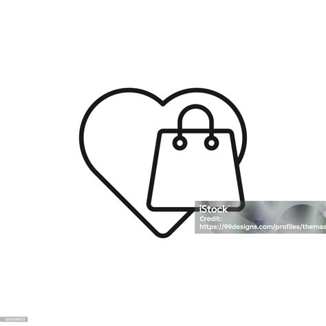 쇼핑 위시리스트 아이콘 벡터 일러스트레이션 전자 상거래 온라인 상점 및 마켓 플레이스 웹 사이트 모바일 로고 기호 버튼 기호 앱 Ui를위한 사랑 모양 아이콘 디자인 개념쇼핑
