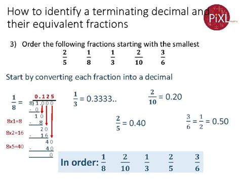 Grade C Terminating Decimals And Fractions Convert Between
