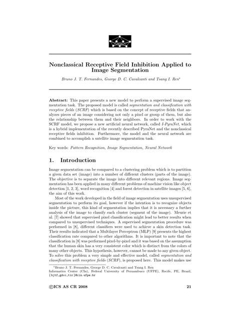 Pdf Nonclassical Receptive Field Inhibition Applied To Image Segmentation