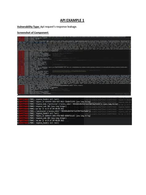 Api Example 1 Vulnerability Type Api Requests Response Leakage Screenshot Of Component Pdf