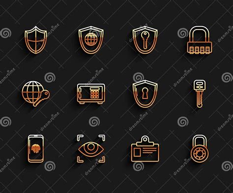 Set Line Smartphone With Fingerprint Scanner Eye Shield Identification Badge Safe