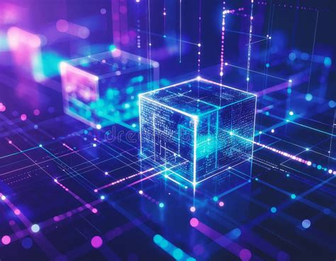 Abstract Technology Background With Glowing Cubes Highlighting Data And Connection In A Digital