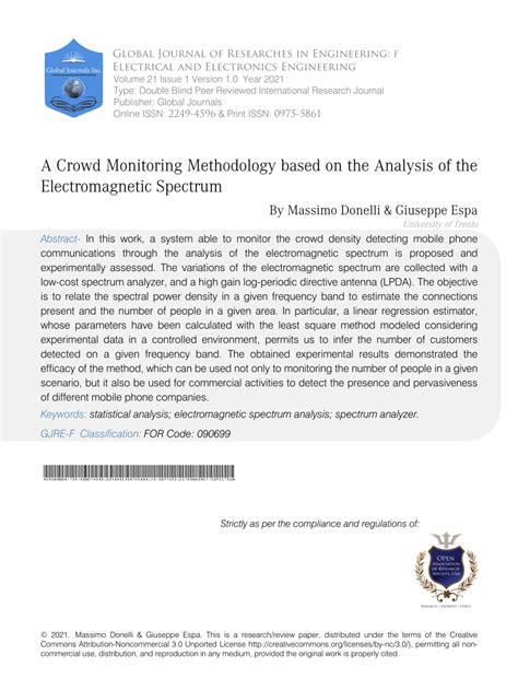 Pdf A Crowd Monitoring Methodology Based On The Analysis Of The Electromagnetic Spectrum