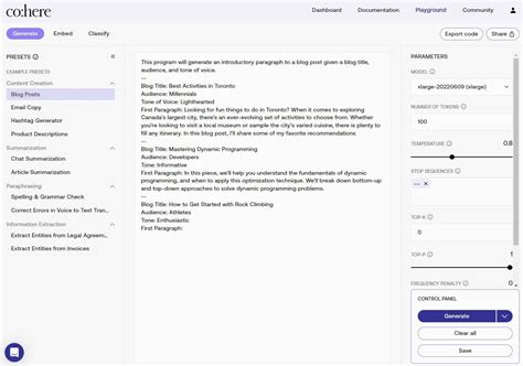 cohere tutorial how to use cohere playground tutorial