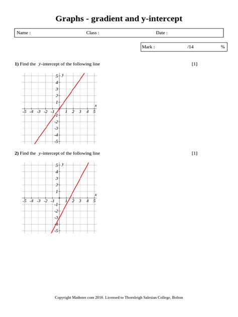 Graphs Gradient And Y Intercept Yr 7 Pdf