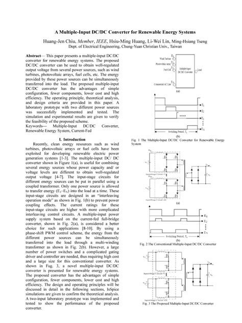 A Multiple Input Dc Dc Converter For Renewable Energy Systems Pdf Direct Current Rectifier