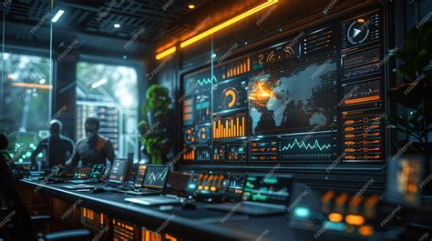 a holographic display shows a complex network graph tech premium ai generated image