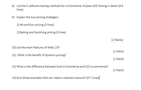 Solved 8 List The 5 Software Testing Methods For Chegg Com