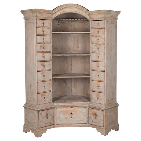 Swedish Wood Corner Cabinet With Drawers Vintage Corner Cabinet With