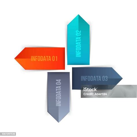 4 부품 단계 또는 옵션 화살표 벡터 종이 접기 Infographic 디자인 서식 파일입니다 프로젝트 단계 시각화에 대 한 그림입니다 비즈니스 프리젠테이션입니다 0명에 대한
