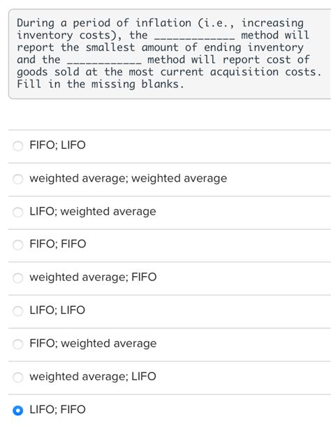 Solved During A Period Of Inflation Ie Increasing