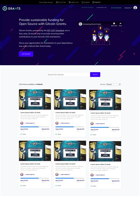 implement grants index page frontend · issue 2025 · gitcoinco web