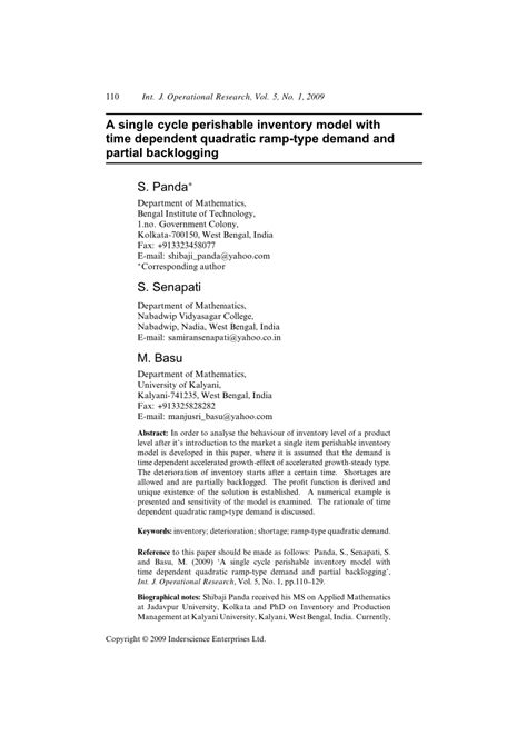 pdf a single cycle perishable inventory model with time dependent