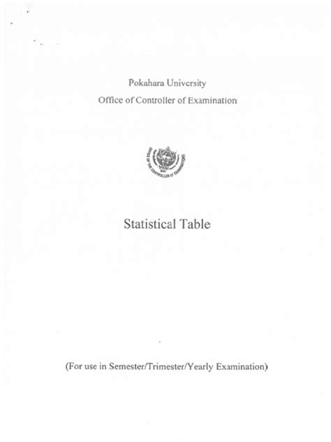 Statistical Tables 1 Pdf