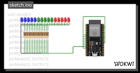 Runing Led 15led Wokwi Esp32 Stm32 Arduino Simulator