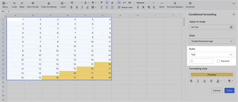 use conditional formatting in sheets