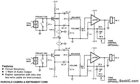 Bidirectionalintercomsystem Basiccircuit Circuit Diagram