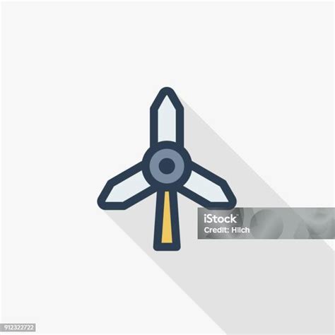 풍차 에너지 얇은 라인 플랫 아이콘입니다 선형 벡터 기호 다채로운 긴 그림자 디자인입니다 0명에 대한 스톡 벡터 아트 및 기타 이미지 Istock