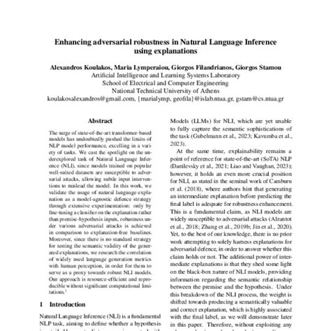 Enhancing Adversarial Robustness In Natural Language Inference Using