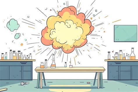 Cartoon Illustration Of A Chemistry Lab Explosion Stock Illustration