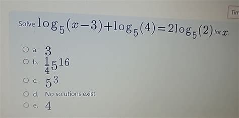 Solved Solve Log X Log Log For Chegg Com