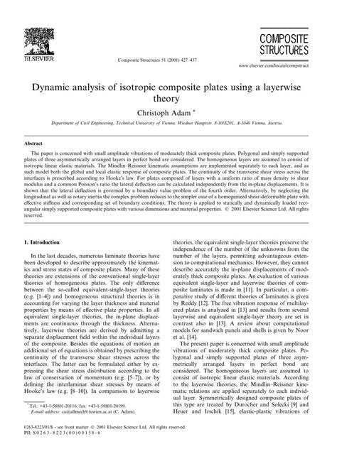 pdf dynamic analysis of isotropic composite plates using a layerwise