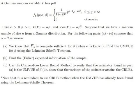 a gamma random variable y has pdf