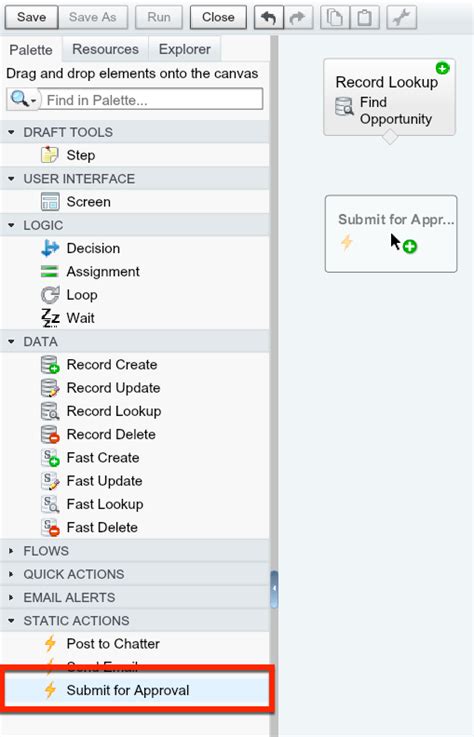 how to submit for approval in visual flow salesforce sidekick