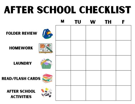 After School Checklist Digital Download After School Checklist