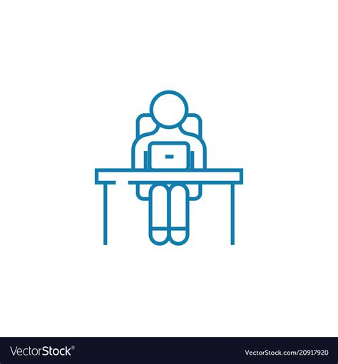 Remote Work Linear Icon Concept Line Royalty Free Vector
