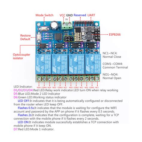 Buy ESP8266 ESP 01 5V 4 Channels WiFi Relay Module For Home Remote Control Switch