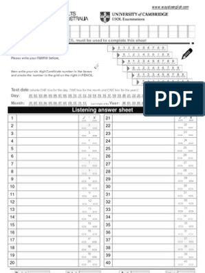 Ielts Listening Reading Answer Sheets
