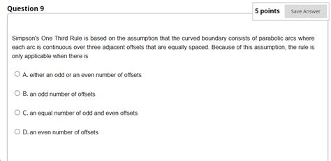 solved question 9 5 points save answer simpson s one third