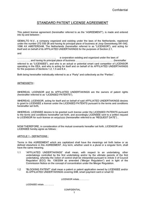 Licensing Contract Template