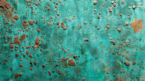 A Wide Shot Of A Copper Surface With Natural Patina And Green Blue