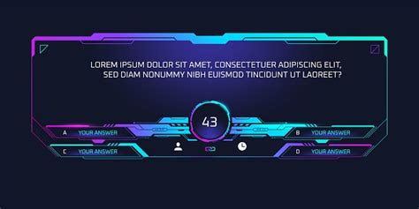 퀴즈 게임 질문 백만장자 텔레비젼 지적 쇼 질문 및 답변 화면 템플릿 콘테스트 여러 게임 4 옵션 단어 번호 선택 Hud Ui 디자인 벡터 일러스트 레이 션 벡터에 대한