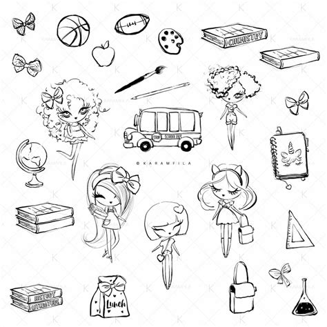 Back To School Doodles Clipart Masterbundles