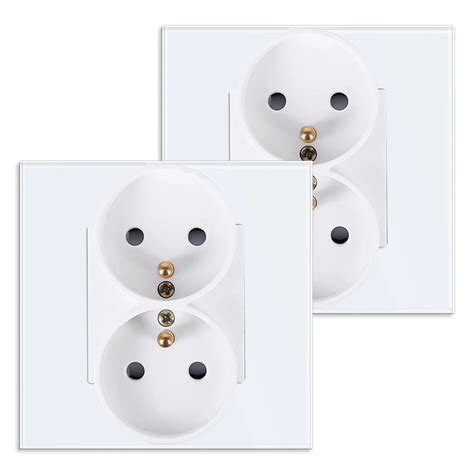Bingoelec 86mm Double 16a French Socket Plugs Electrical Tempered Glass Panel Ce Eu Standard