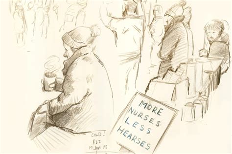Take A Look At Artists Powerful Drawings Of Nurses On Strike Outside