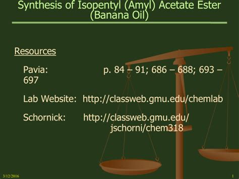 Isopentyl Acetate Synthesis Banana Oil Lab