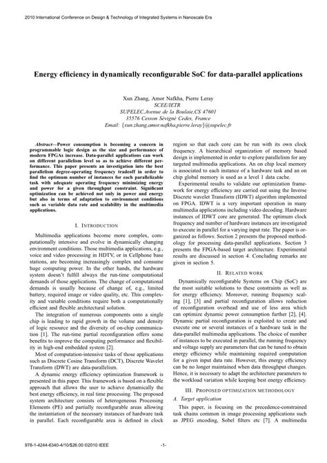 Pdf Energy Efficiency In Dynamically Reconfigurable Soc For Data Parallel Applications