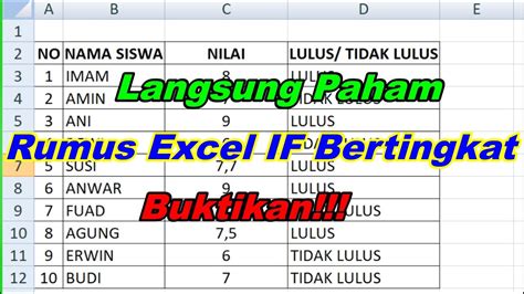Rumus If Bertingkat Di Excel Belajar Excel Pemula Sampai Mahir Youtube
