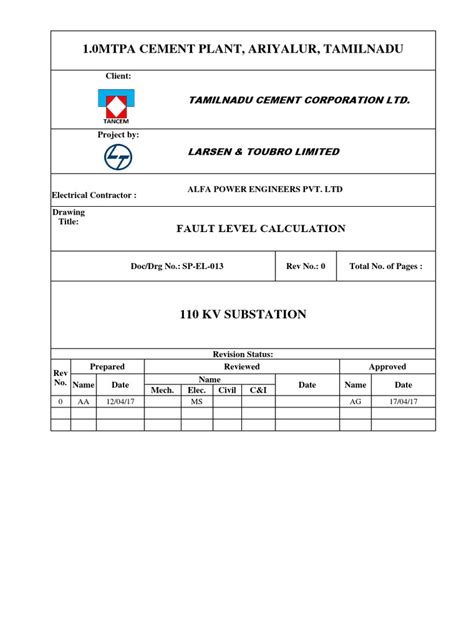 Fault Level Calculation Pdf Transformer Electric Power Transmission