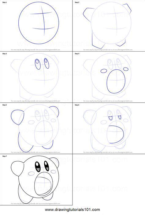 How To Draw Yellow Kirby From Kirby Kirby Step By Step Cartoon Drawing Tutorial Disney