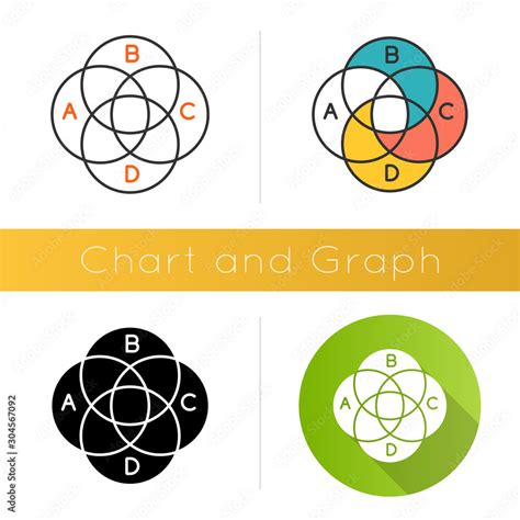 Venn Diagram Icon Round Chart With Circular Segments Overlapping Circles Intertwined Graph