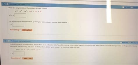 Solved Write The Polynomial As The Product Of Linear Factors
