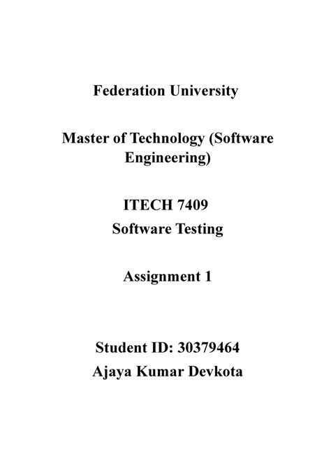 Assignment 1 Itech 7409 Federation University Master Of Technology