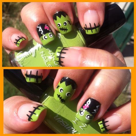 Frankensteinbride Of Frankenstein Halloween Nail Art Halloween Nails