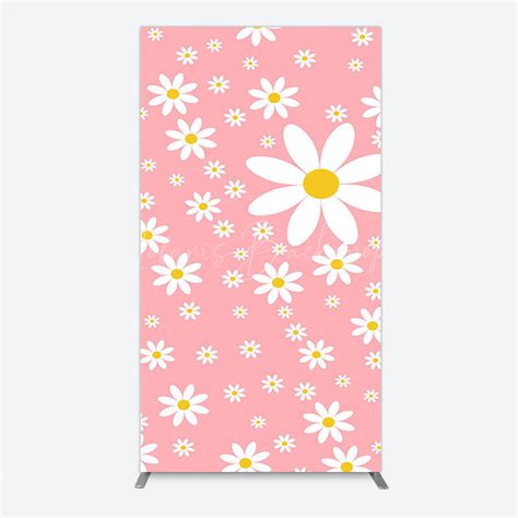 Sweet Pink Daisy Cute Happy Birthday Rectangle Backdrop Lofaris